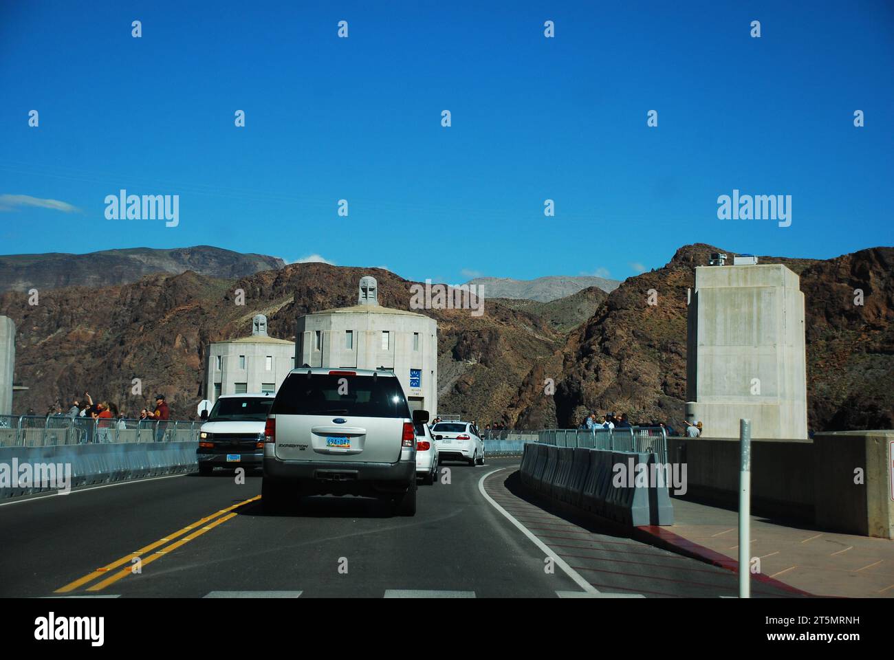 Traffic over Hoover Dam route Stock Photo - Alamy