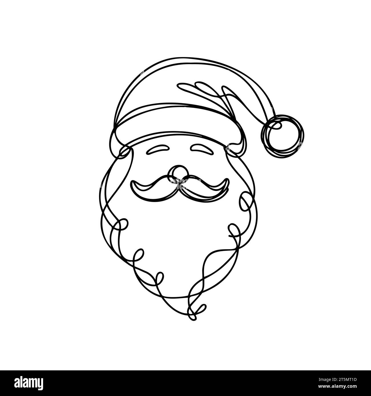 Continuous one line drawing of Santa Claus isolated on white background ...
