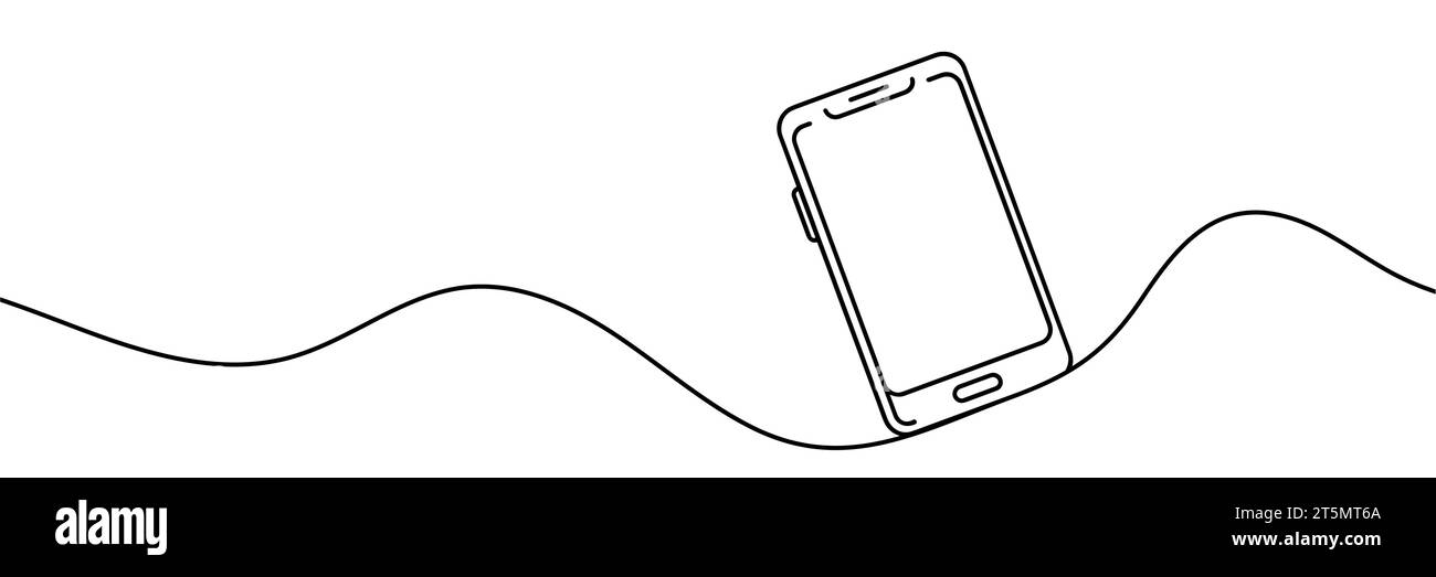 smartphone drawn with one line isolated. Vector illustration Stock ...