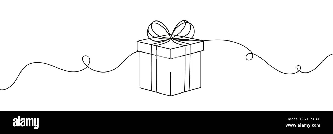 gift drawn with one line isolated. Vector illustration Stock Vector ...