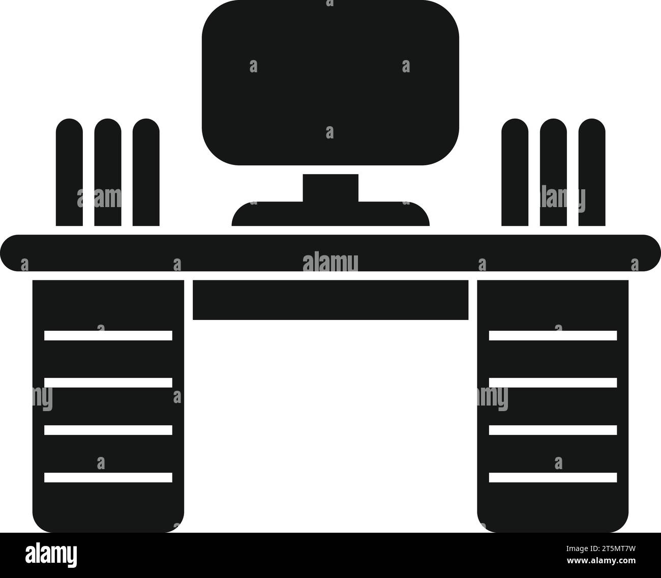 Work computer desktop icon simple vector. Smart office. Using business ...