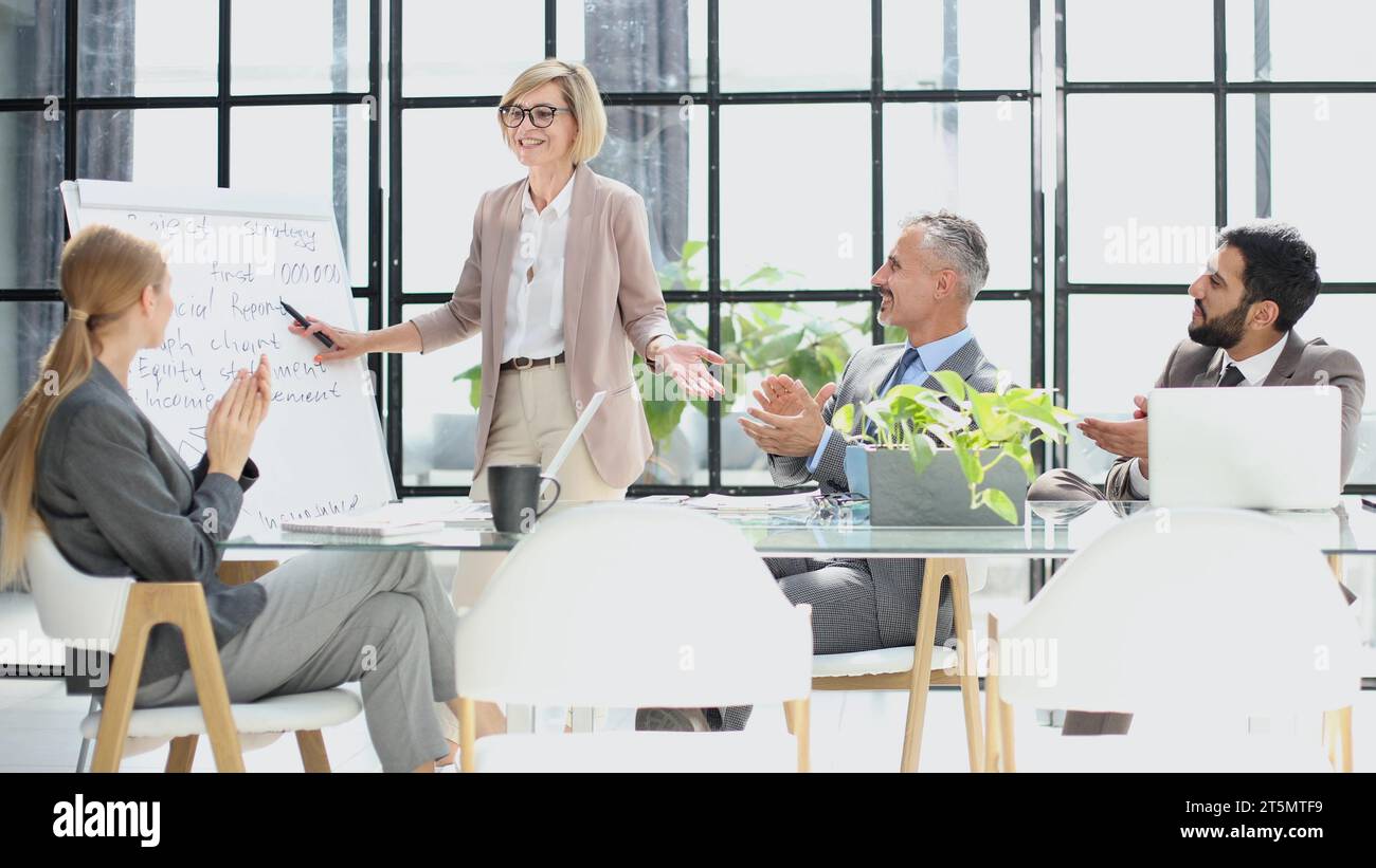 Businessman making a presentation at office. Entrepreneur using ...