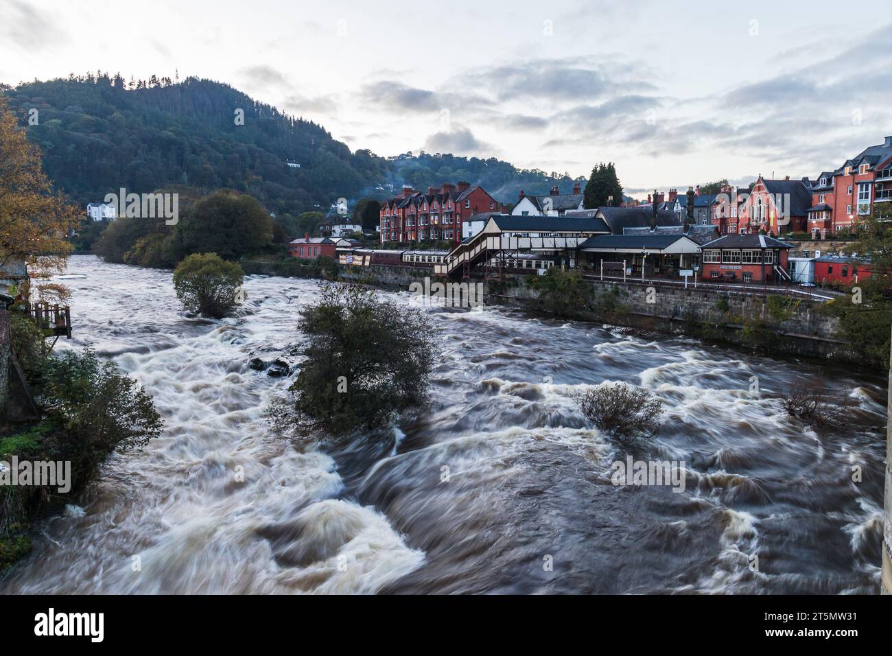 Very high water level on the River Dee going through the lovely Welsh ...