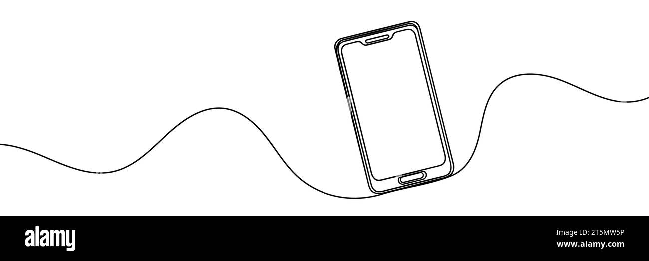 smartphone drawn with one line isolated. Vector illustration Stock ...