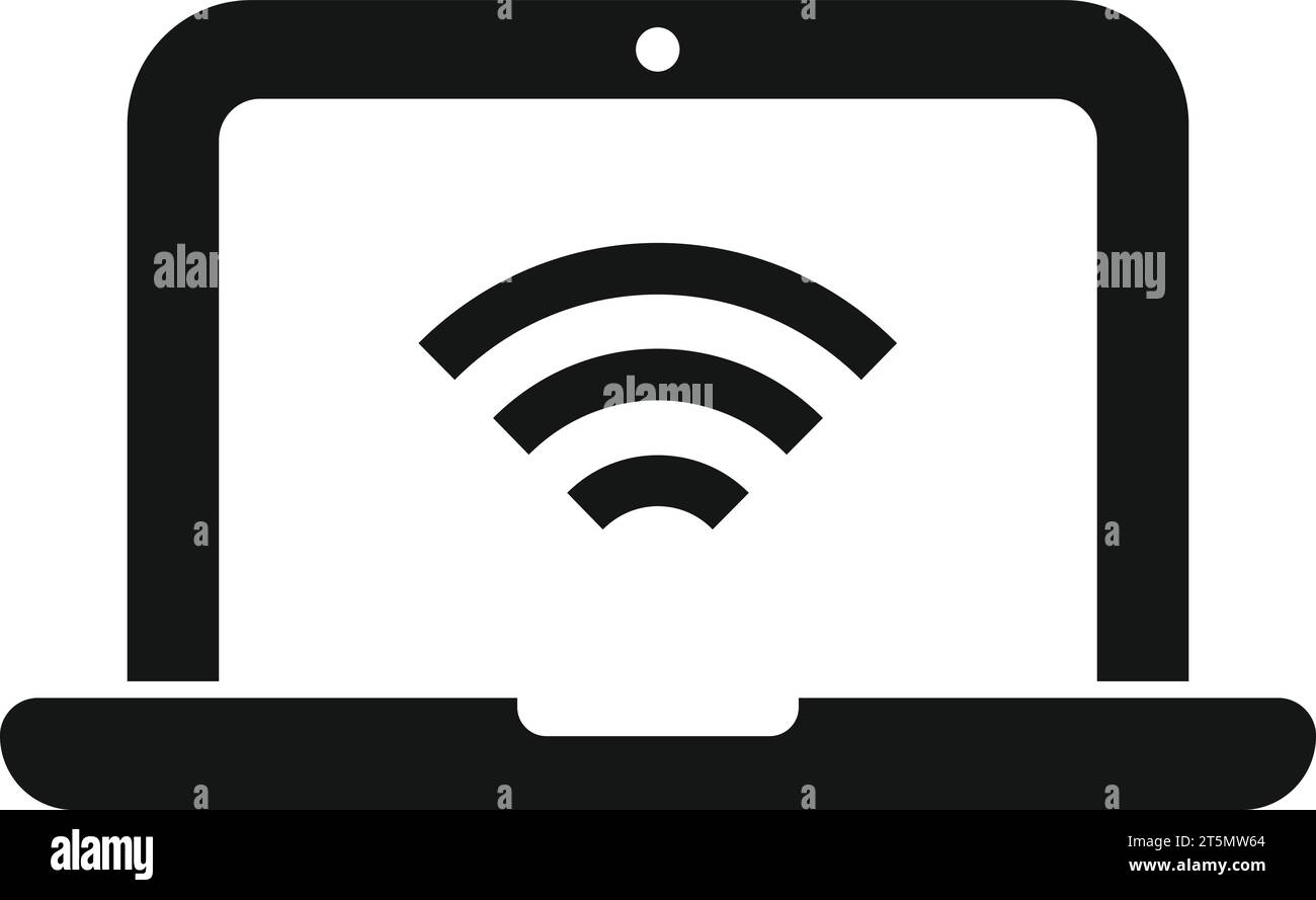 Wifi laptop point icon simple vector. Smart office work. Fun workplace ...