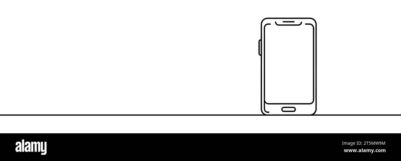 smartphone drawn with one line isolated. Vector illustration Stock ...