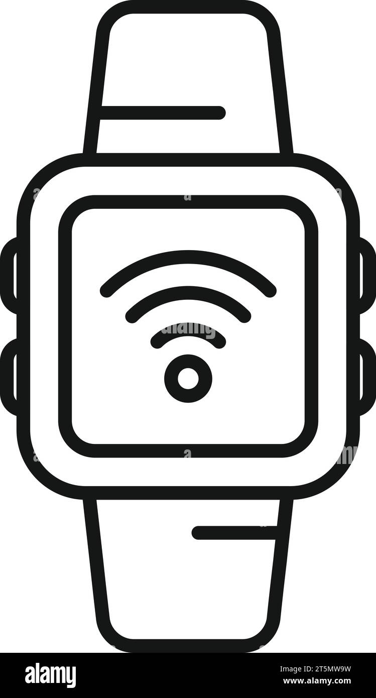 Wifi smartwatch icon outline vector. Smart office device. Information ...