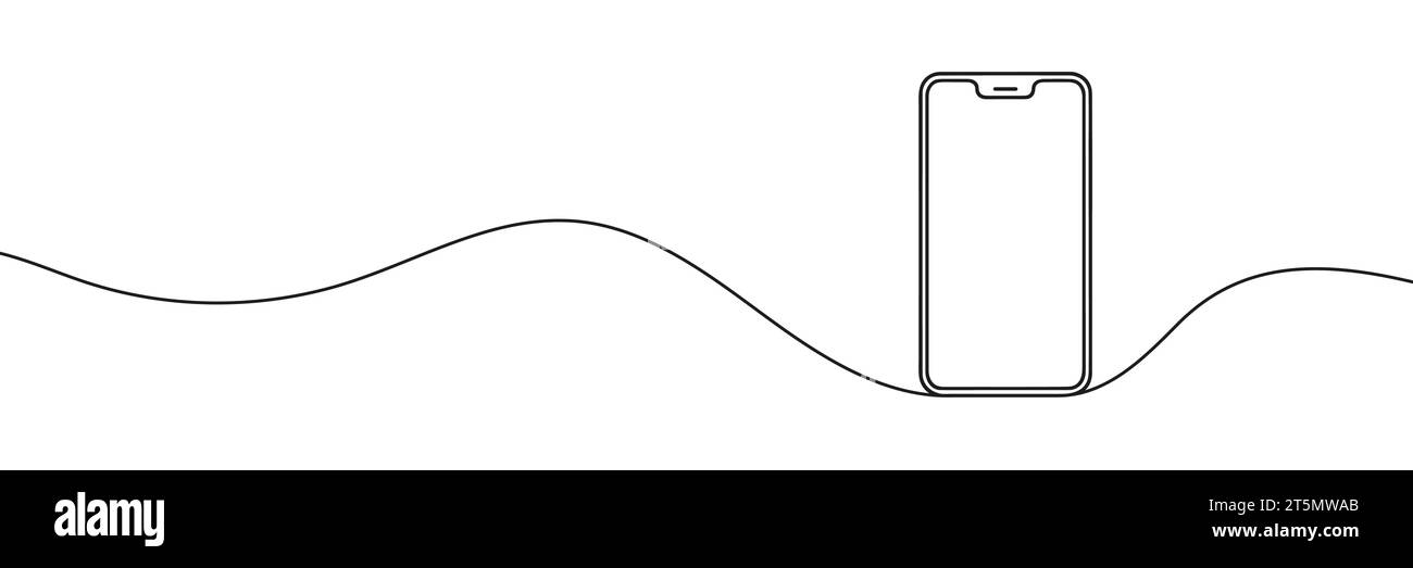 smartphone drawn with one line isolated. Vector illustration Stock ...