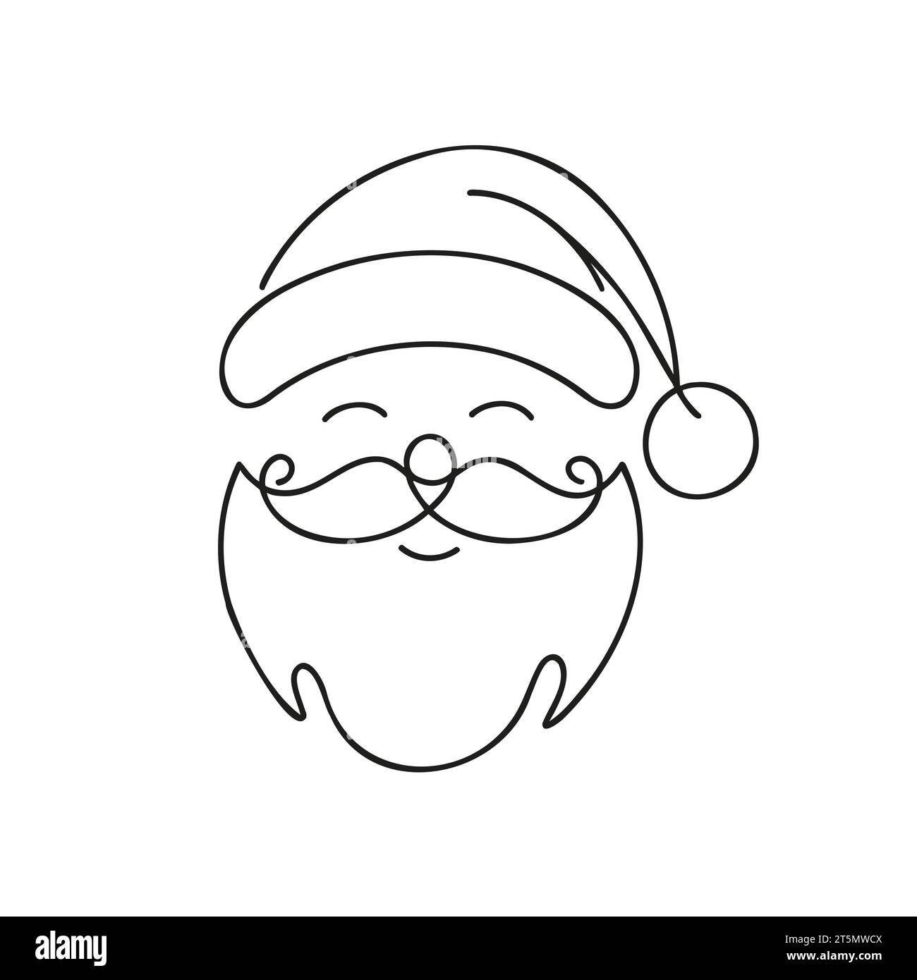 Continuous one line drawing of Santa Claus isolated on white background ...