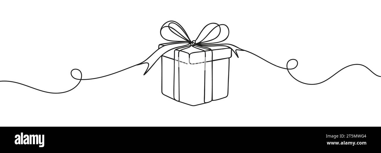 gift drawn with one line isolated. Vector illustration Stock Vector ...