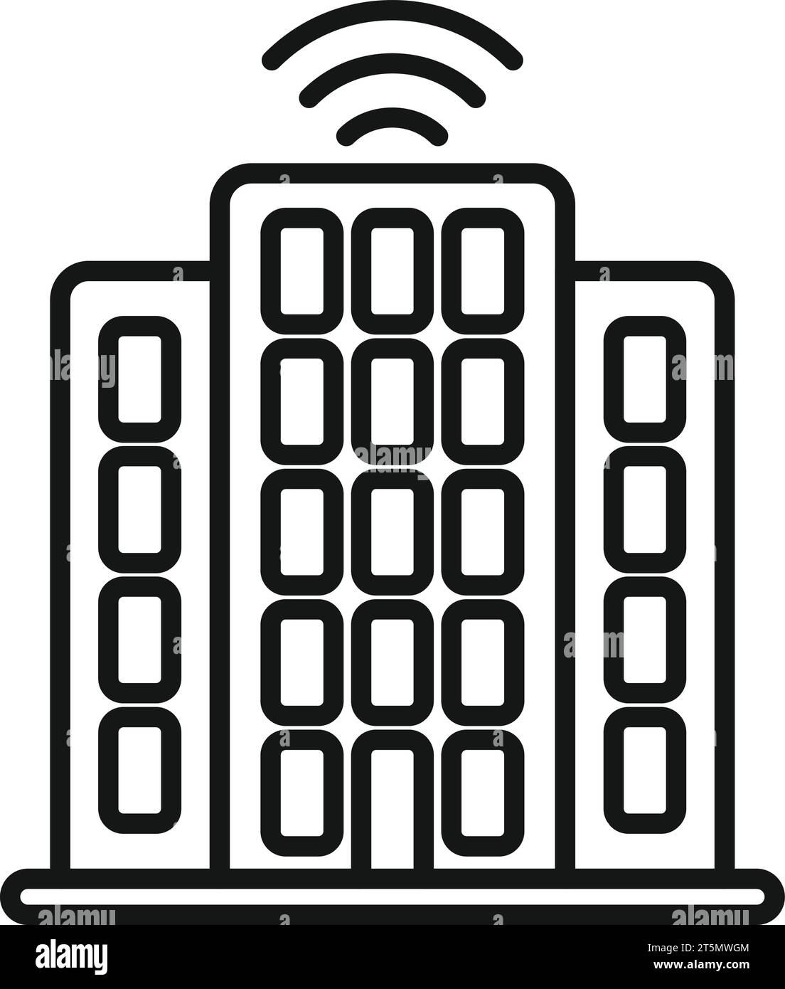 Smart office building icon outline vector. Work station table. Using ...