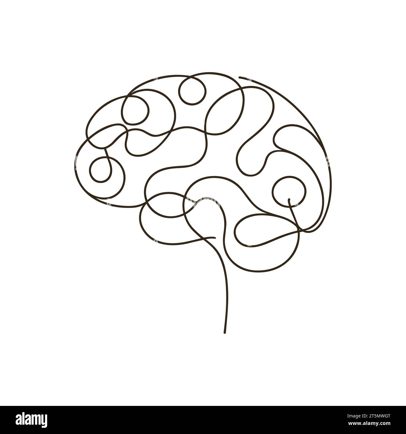 Continuous line art of brain. Simple line art isolated. Vector ...