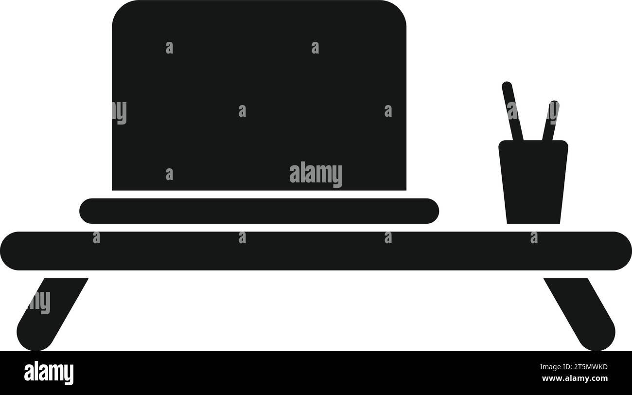 Laptop stand table icon simple vector. Business laptop. Remote data ...