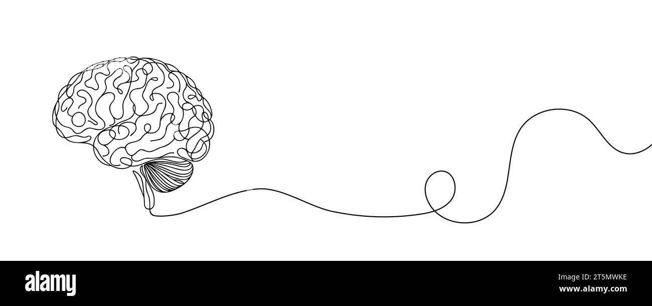 Continuous line art of brain. Simple line art isolated. Vector ...