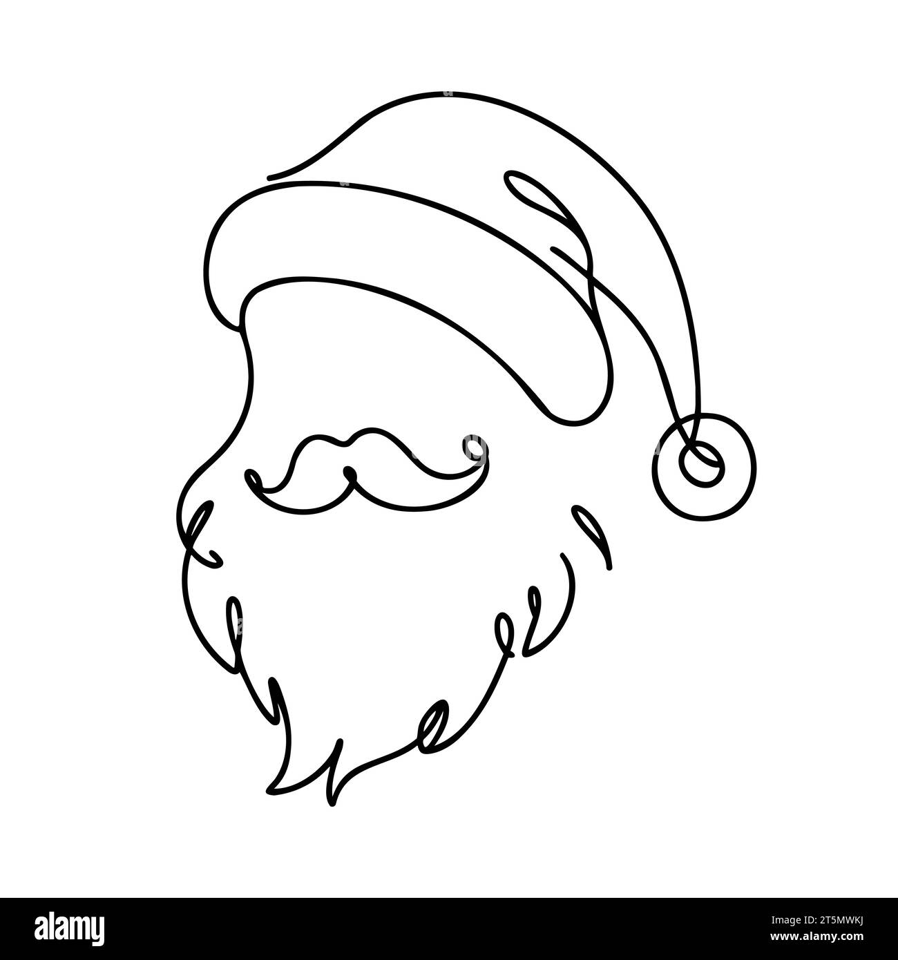 Continuous one line drawing of Santa Claus isolated on white background ...