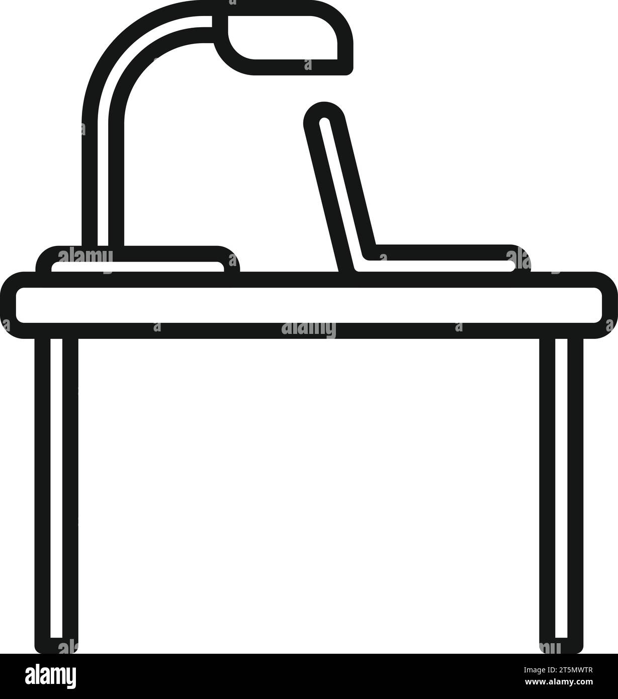 Home laptop desk icon outline vector. Online work. Corporate desk Stock ...