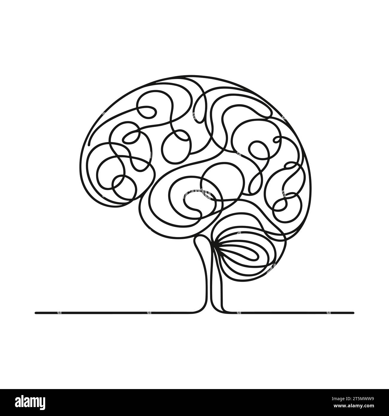 Continuous line art of brain. Simple line art isolated. Vector ...