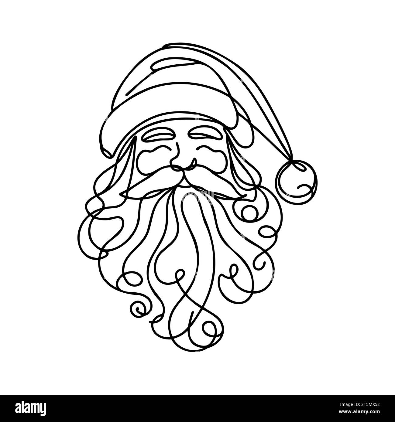 Continuous one line drawing of Santa Claus isolated on white background ...