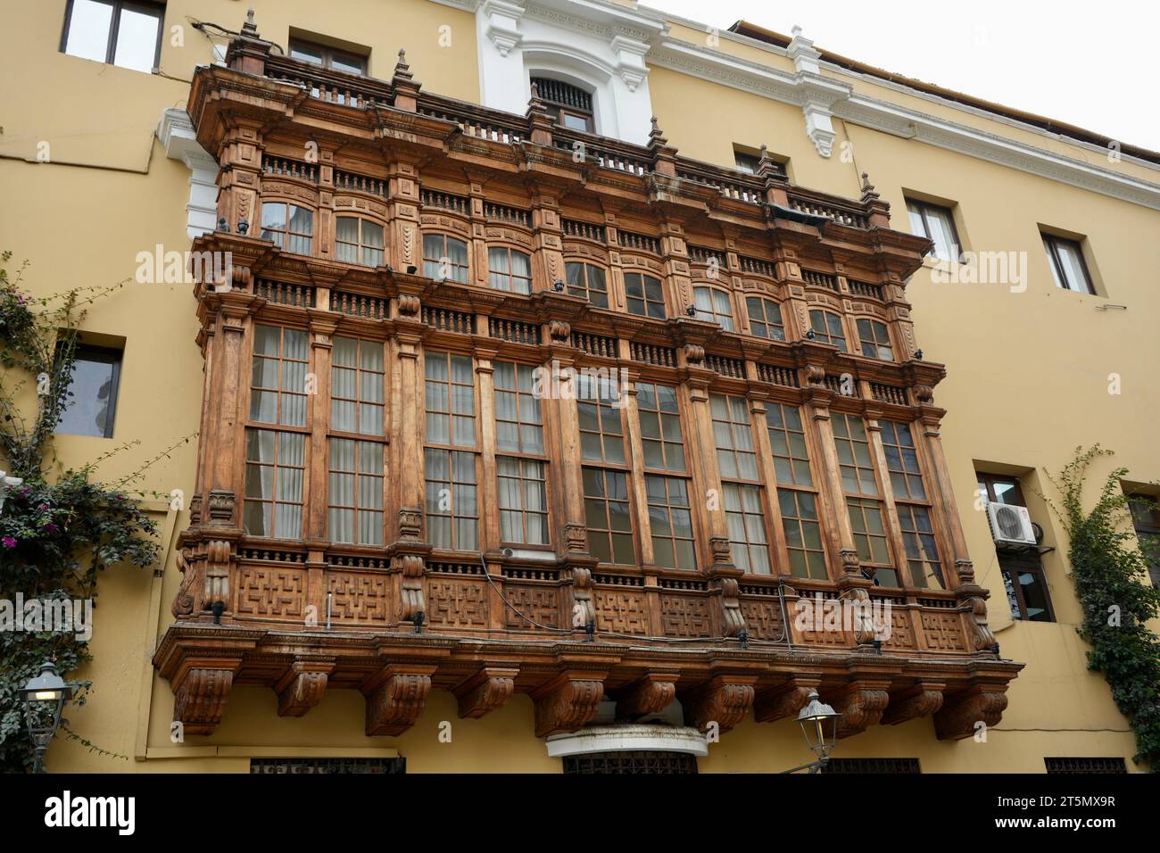 Traditional Peruvian Wooden Balcony window. Lima, Peru, October 3, 2023 ...