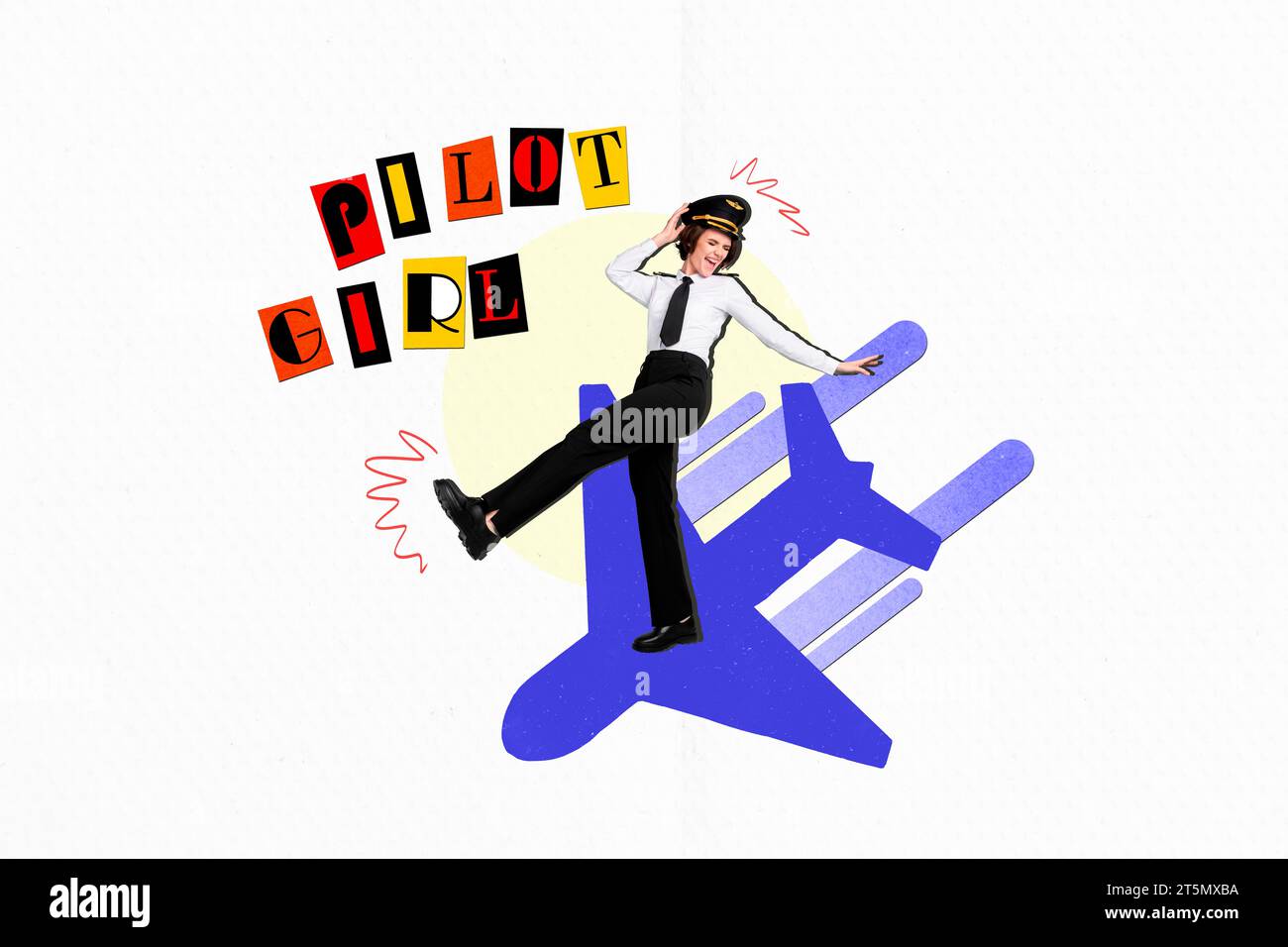 Full body length photo collage happy young woman dance celebrate her ...