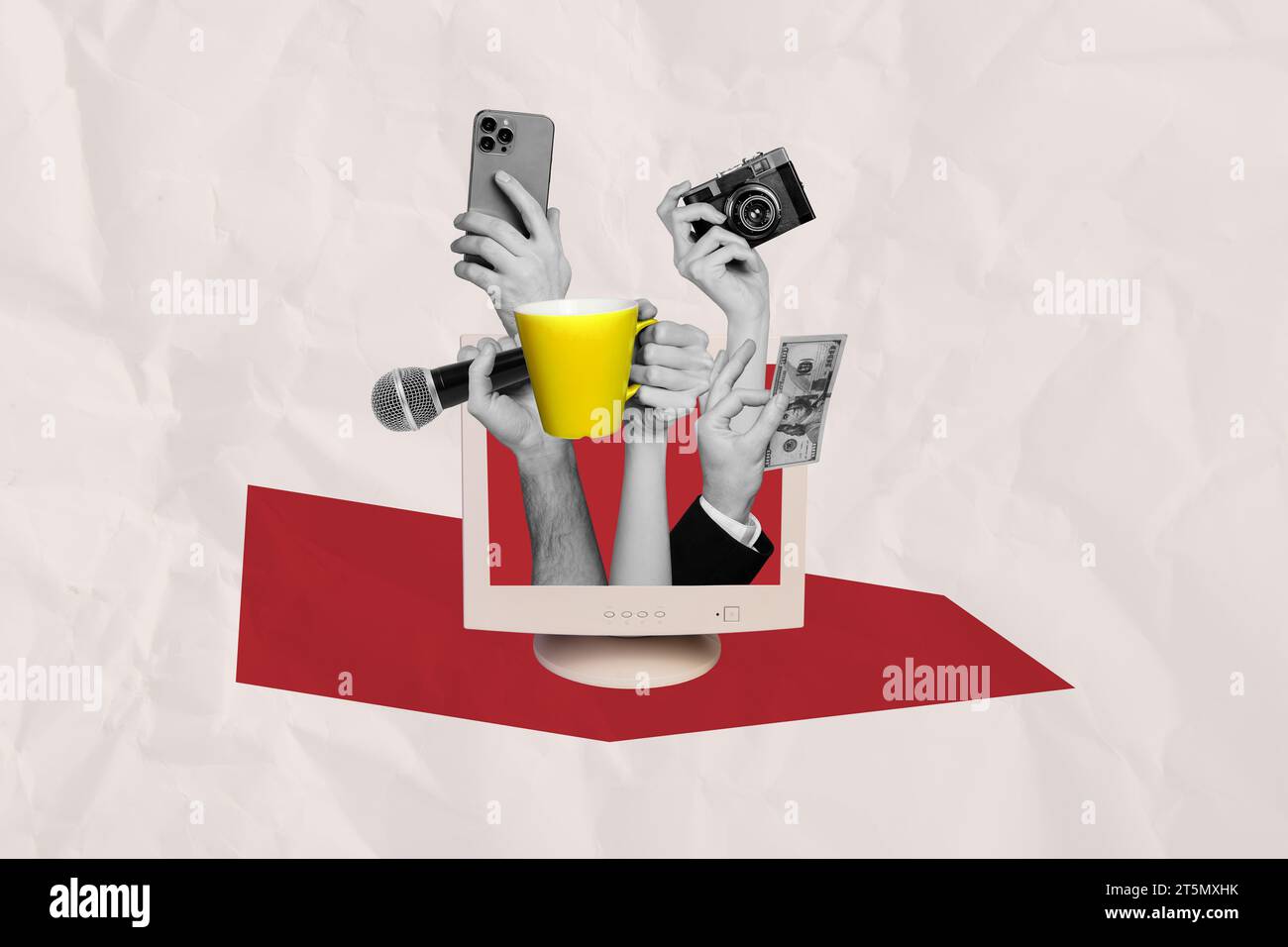 Collage 3d image of different content channels on television politics ...