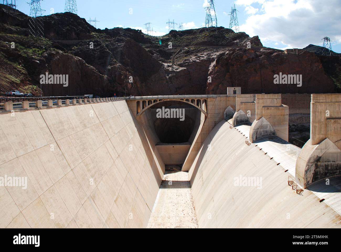 Spillway of the Hoover Dam when is too much water in the river Stock ...