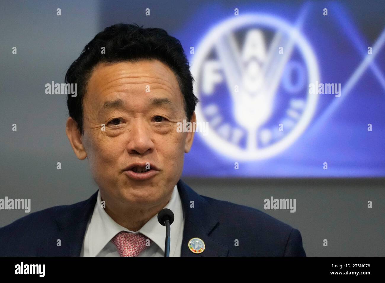 FAO Director-General Qu Dongyu delivers his speech during the ...
