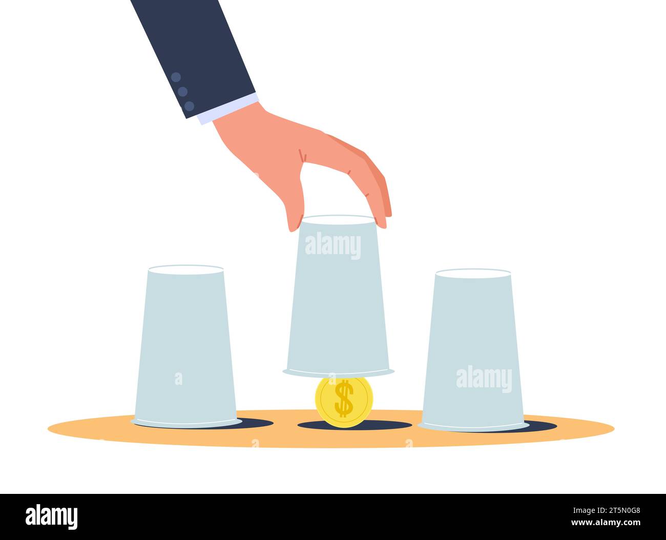 Winning guessing game, hand raises glass with money underneath ...