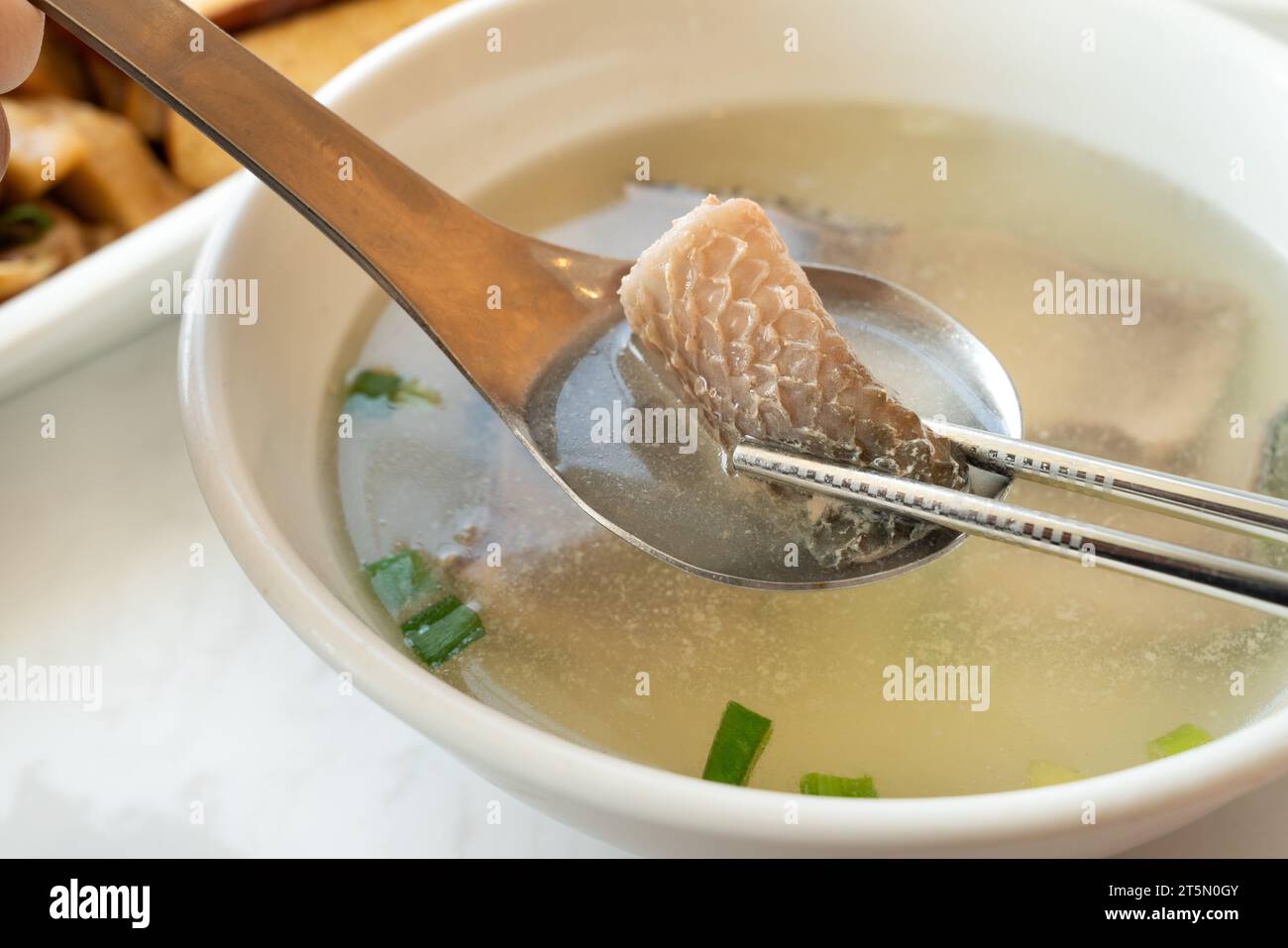 Milkfish skin soup, distinctive and famous seafood cuisine of Taiwanese ...