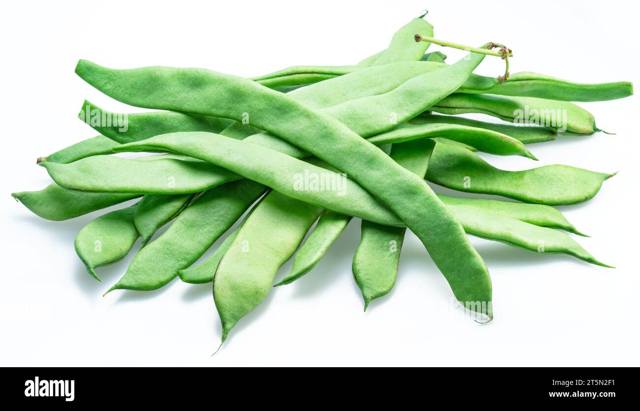 French green beans isolated on white background. Green beans are rich ...