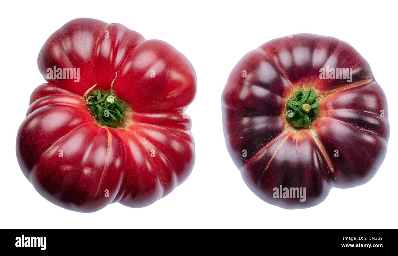 Cherokee purple tomatoes isolated on white background. File contains ...