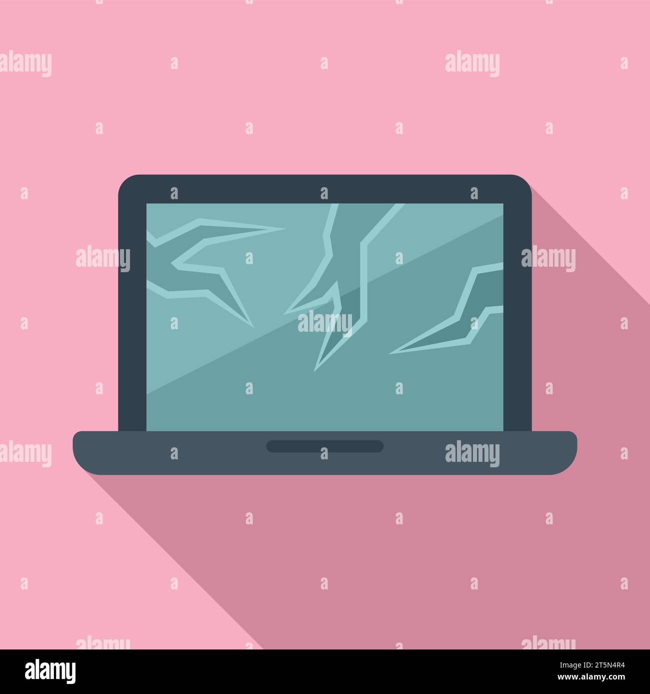 Broken glass of laptop icon flat vector. App fix tool. Support system ...