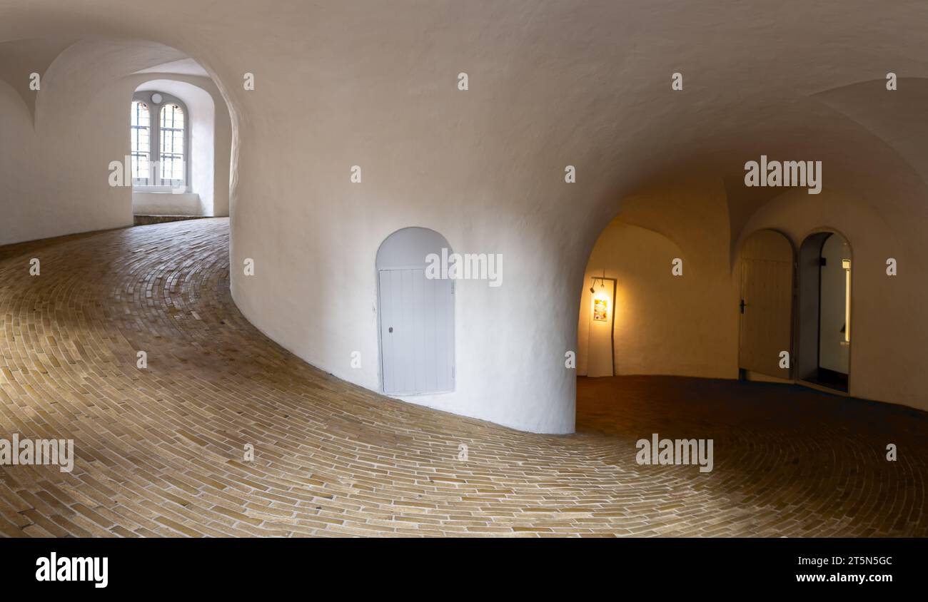 Interior of the ramp of the round tower in Copenhagen, Denmark Stock ...