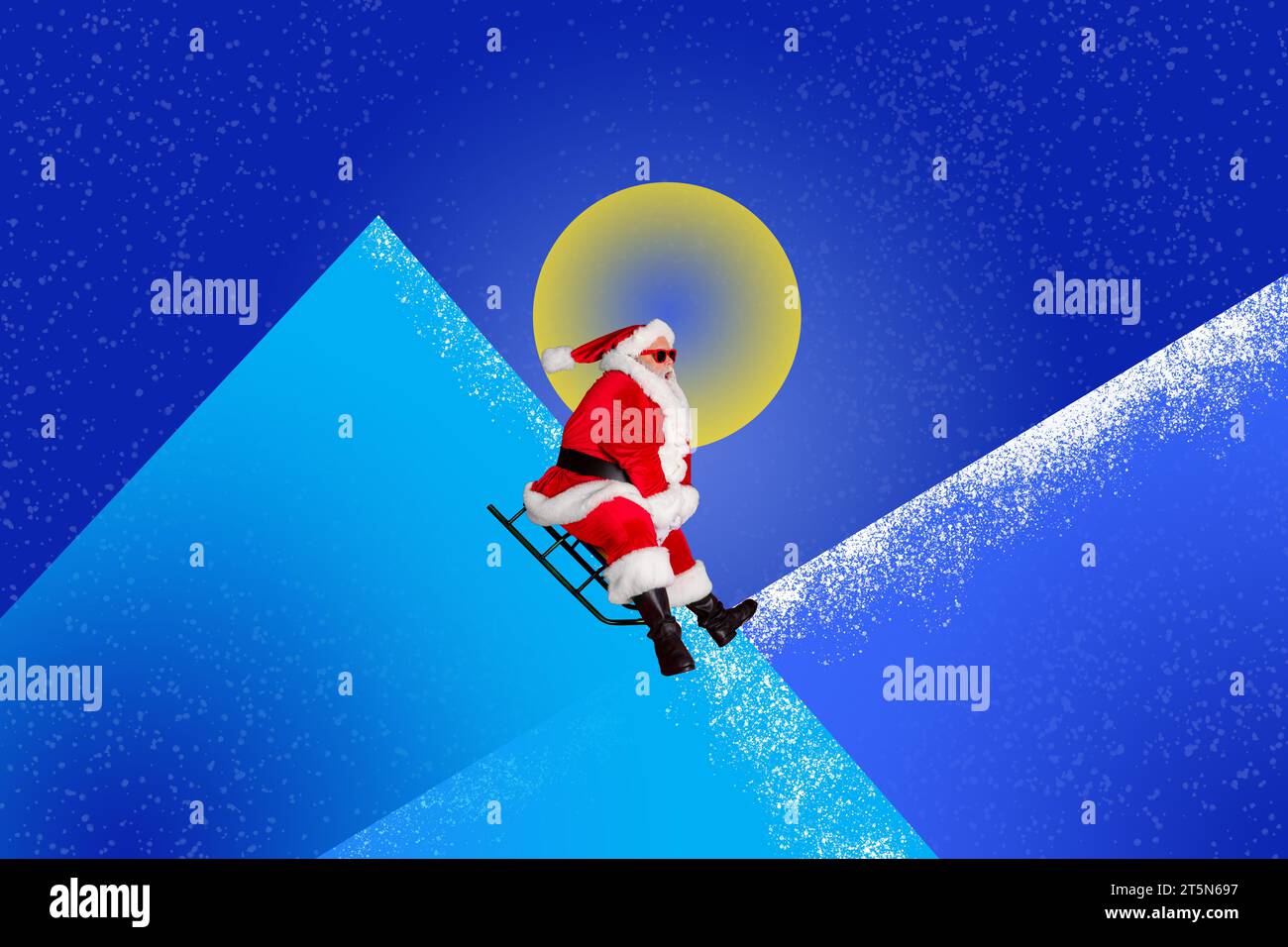 Artwork magazine collage picture of funky carefree santa claus having ...