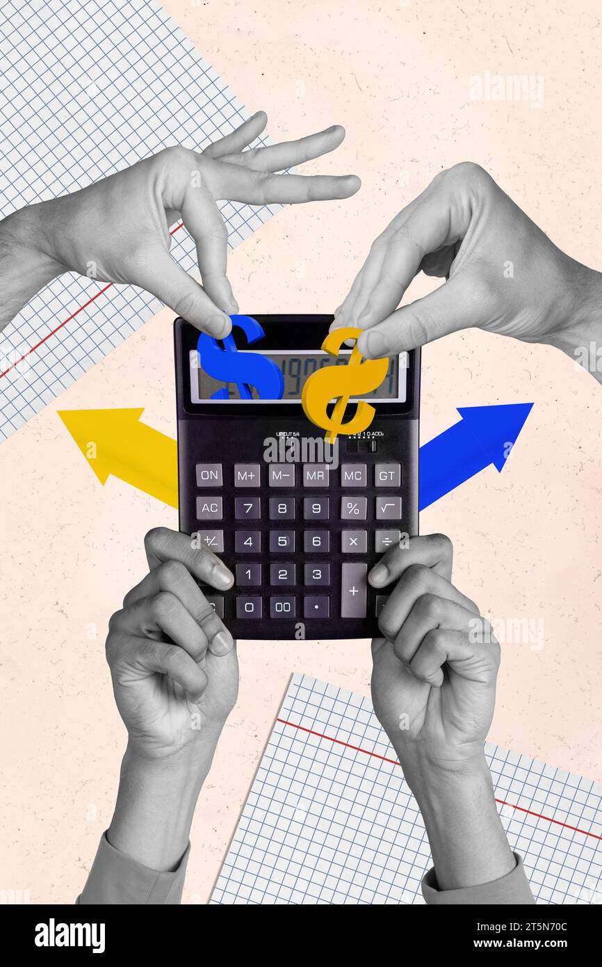 3d retro abstract creative artwork template collage of arms counting ...