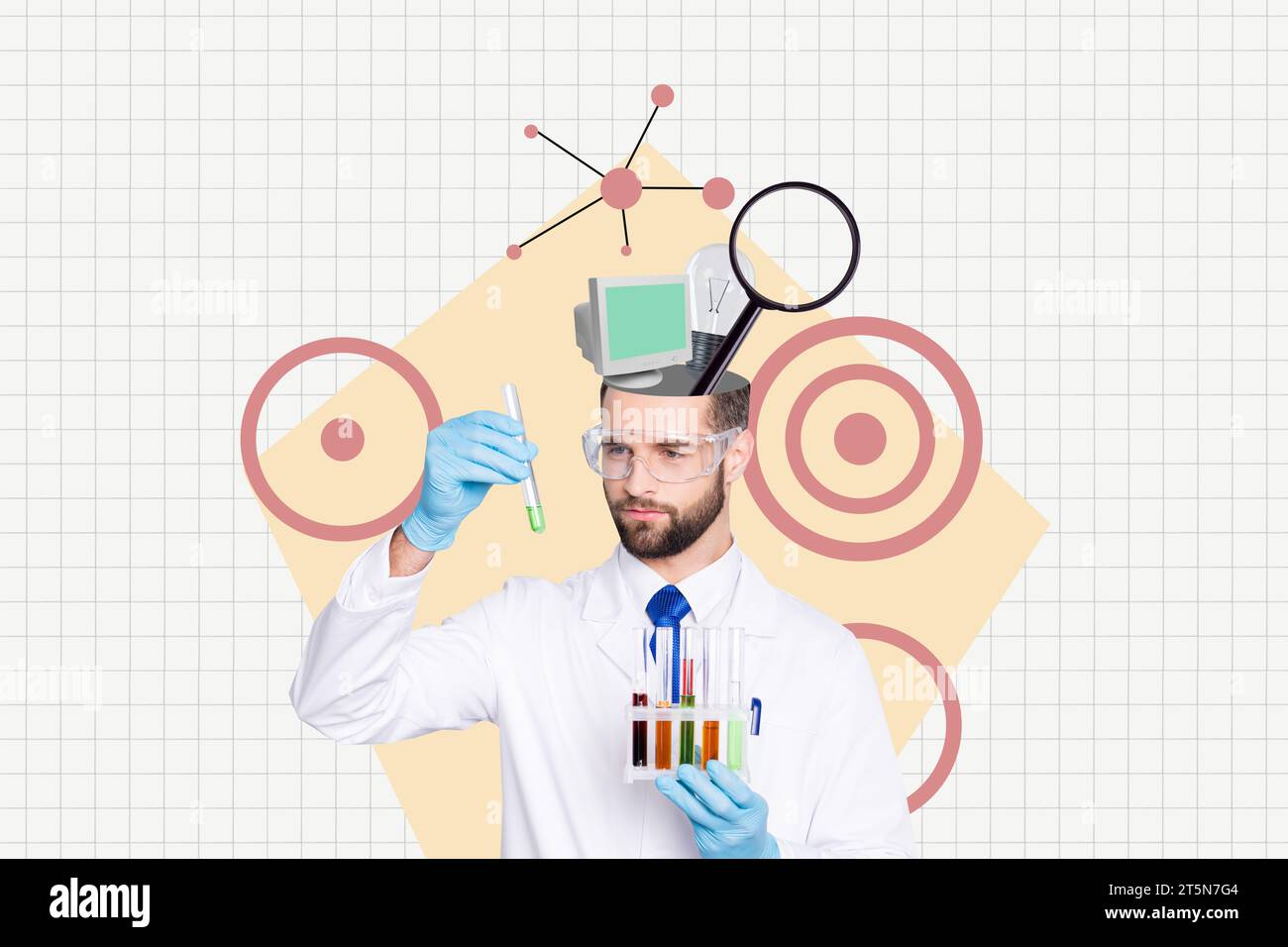 Professional science doctor working in laboratory holding glass tubes ...