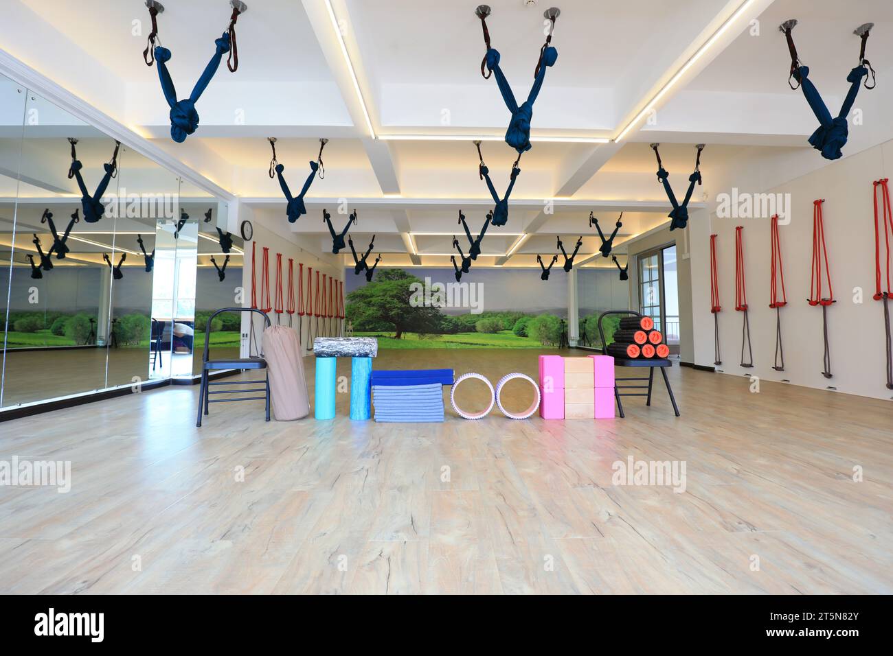 Yoga equipment in the gym, China Stock Photo - Alamy