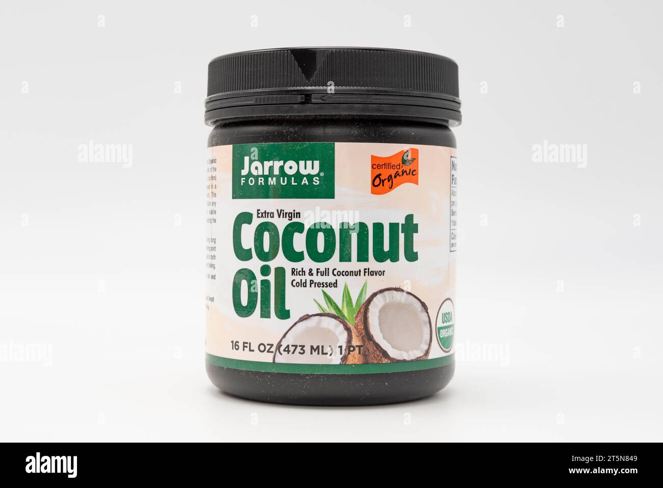 Fuji, Shizuoka, Japan - March 21, 2023: Extra Virgin Coconut Oil 16 fl ...