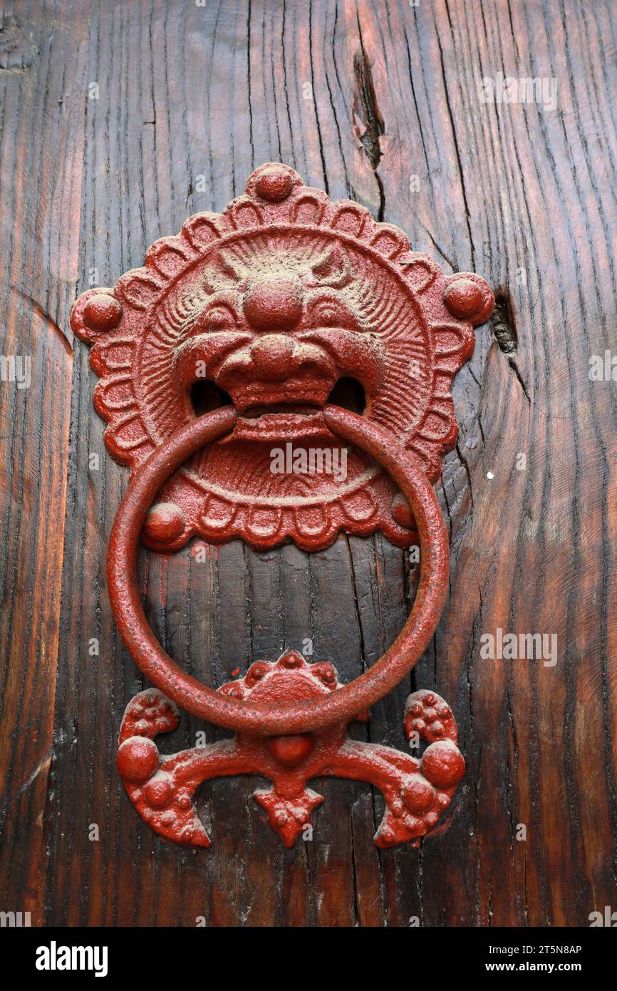 Ancient Chinese Metal Door Rings on Door Plates Stock Photo - Alamy