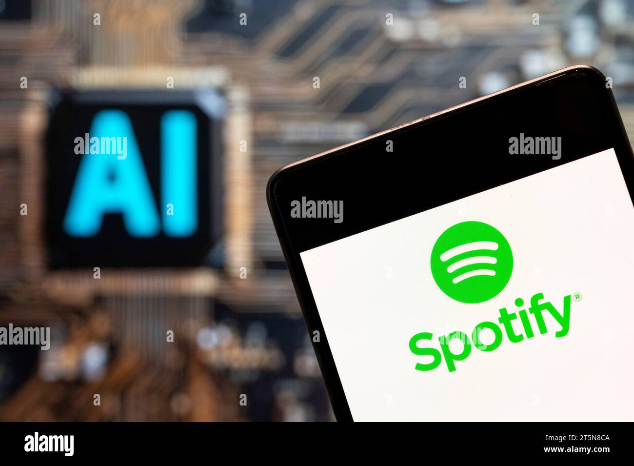 In this photo illustration, the Swedish music streaming platform ...