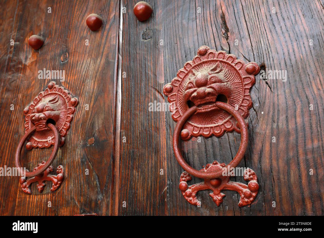 Ancient Chinese Metal Door Rings on Door Plates Stock Photo - Alamy