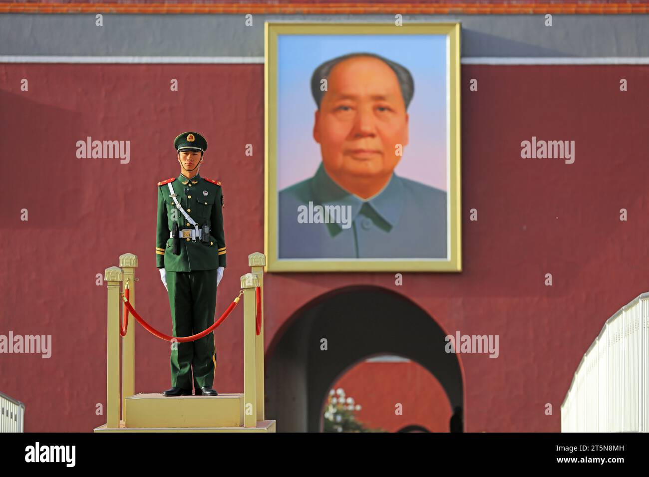 Beijing, China - March 29, 2019: Armed Police Soldiers Stand Off guard ...