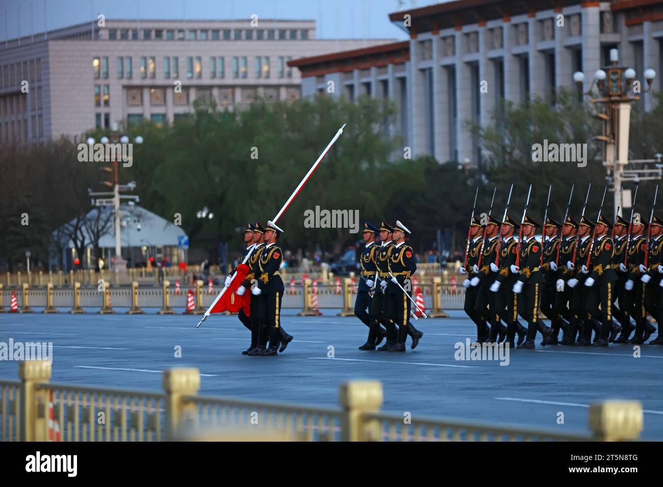 Beijing, China - March 29, 2019: Armed Police Soldiers at the Flag ...