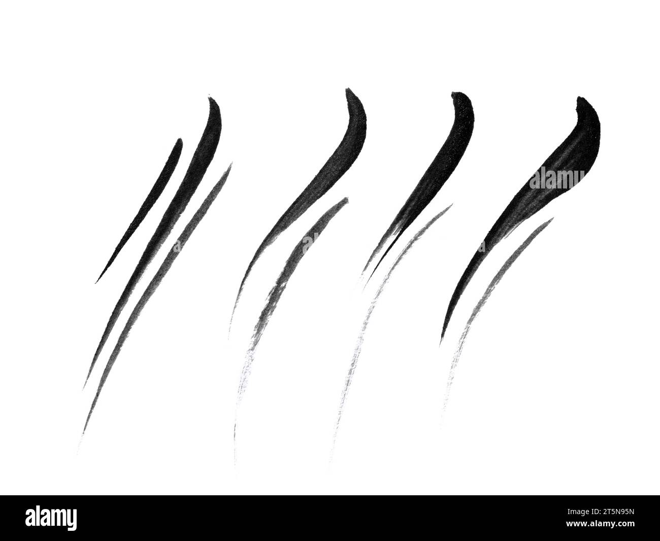 Black liquid eyeliner strokes isolated on white background. Cosmetic ...