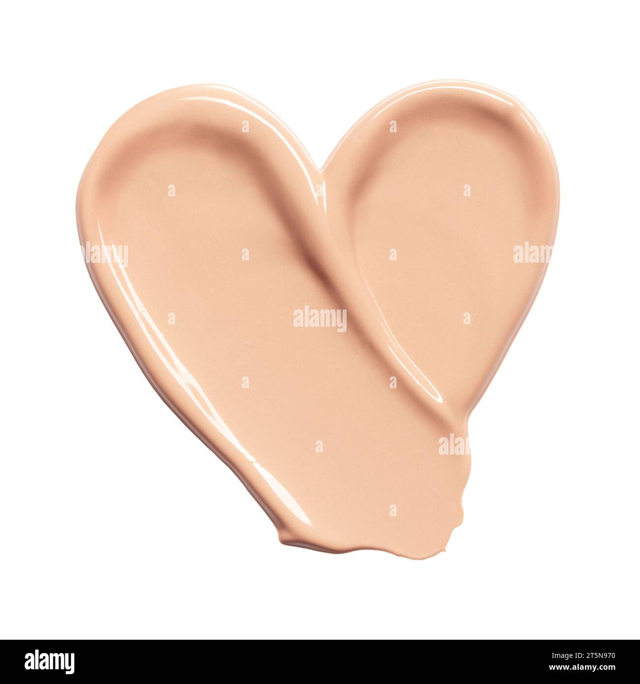 Foundation texture in heart shape, brush stroke isolated on white ...