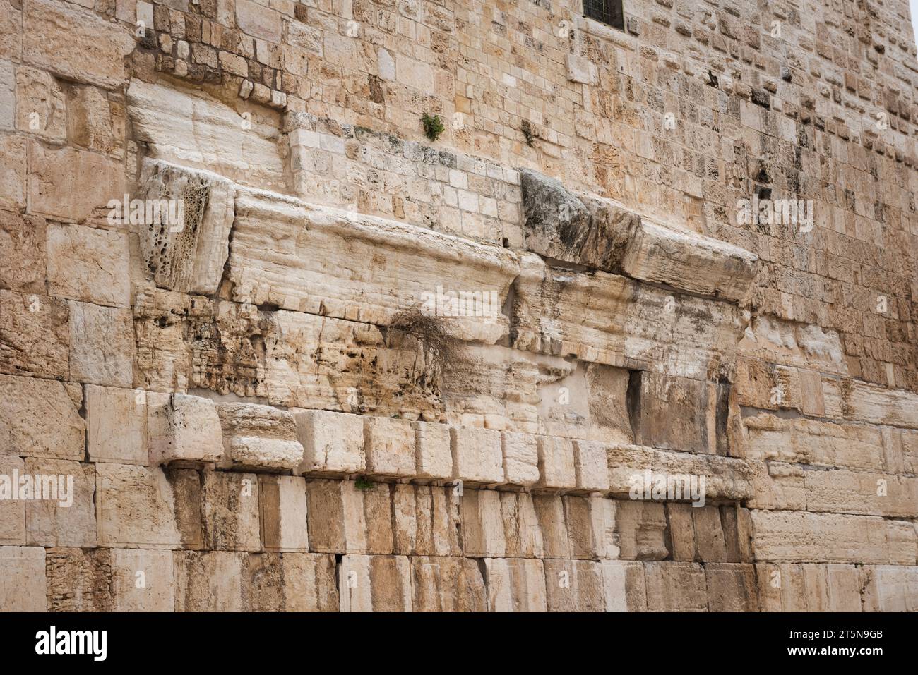 The remnants of the Robinson's Arch that provided access to the ancient Roman marketplace ...