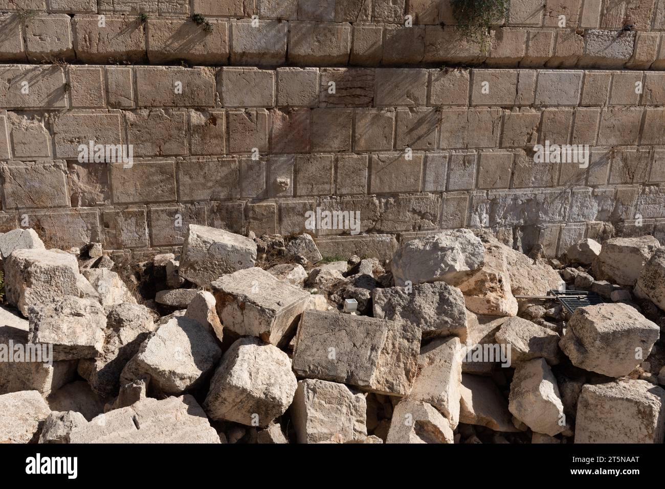 Large pieces of rock, believed to be ruins from the second Jewish ...
