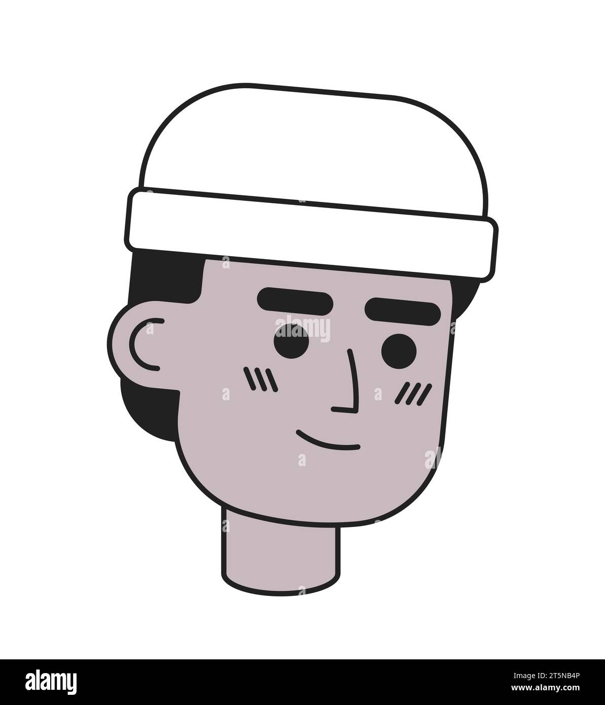 Winter hat man african american black and white black and white 2D ...