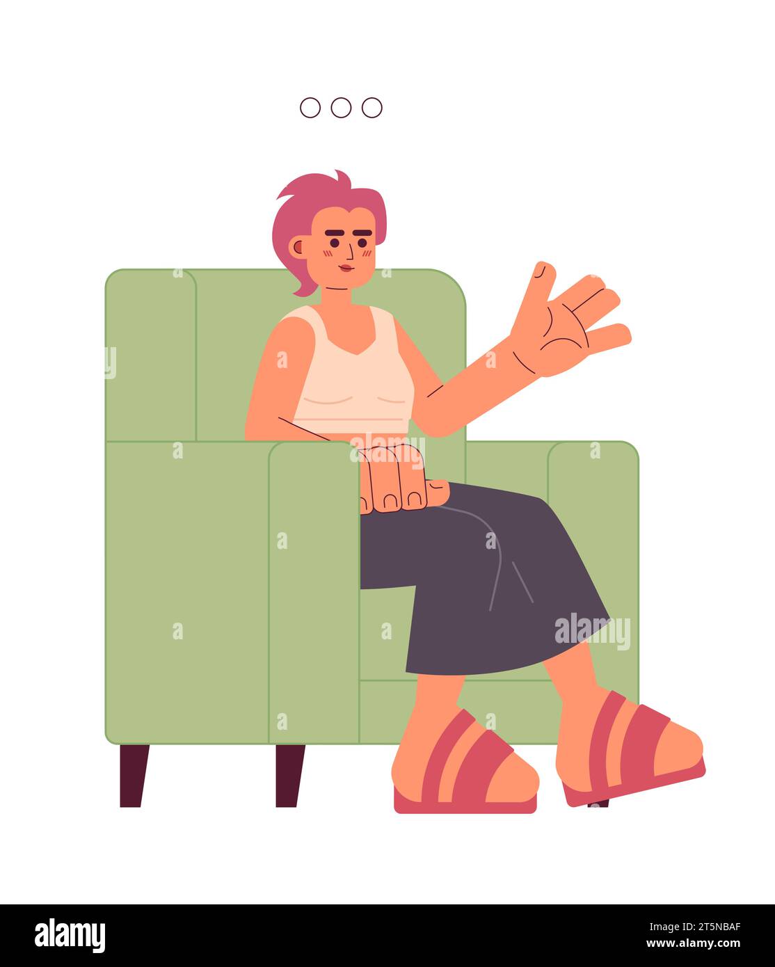 Sitting armchair woman talking 2D cartoon character Stock Vector Image ...