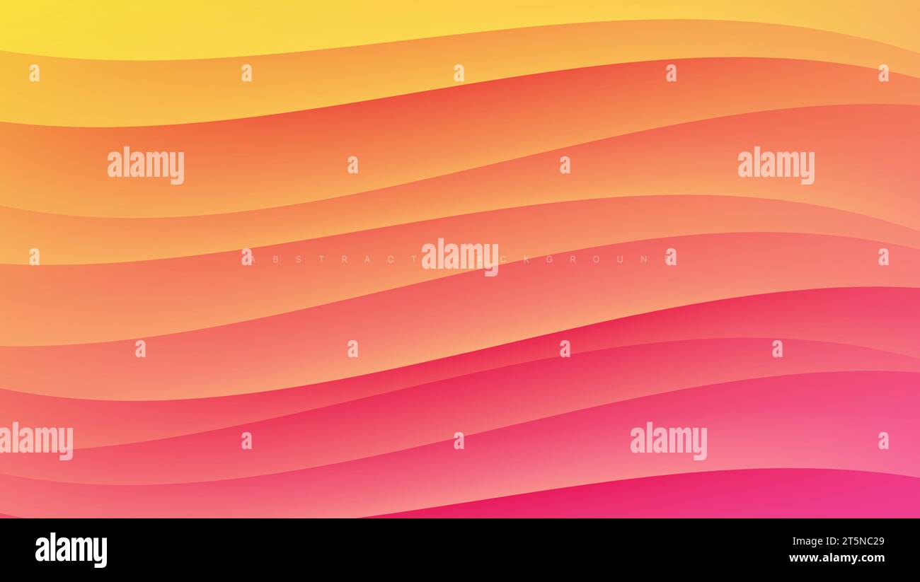 abstract yellow and pink gradient background with wavy lines Stock ...